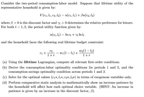 Solved Consider The Two Period Consumption Labor Model