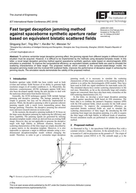 Pdf Fast Target Deception Jamming Method Against Spaceborne Synthetic