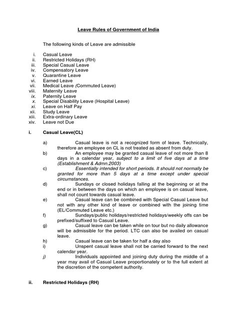 Leave Rules India Pdf