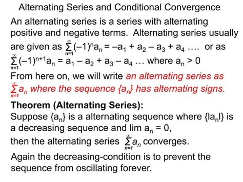 26 Alternating Series And Conditional Convergence X Ppt