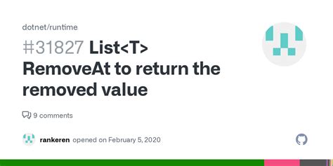 List RemoveAt To Return The Removed Value Issue Dotnet Runtime GitHub