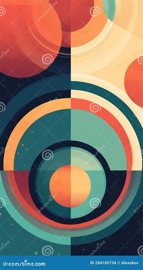 Abstract Design With Overlapping Layers And Concentric Circles Stock Illustration