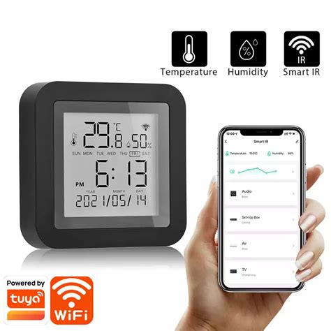 Wifi Tuya Smart Temperature Humidity Sensor With Ir Remote Control Lcd Digital Indoor Mini
