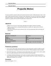 L03UProjectile Motion Doc Pdf Projectile Motion Projectile Motion Projectile Motion You Have