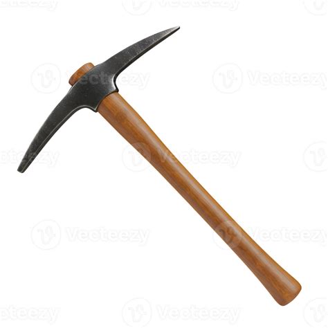 Classic Pickaxe With Wooden Handle Isolated On Black 59255035 Png