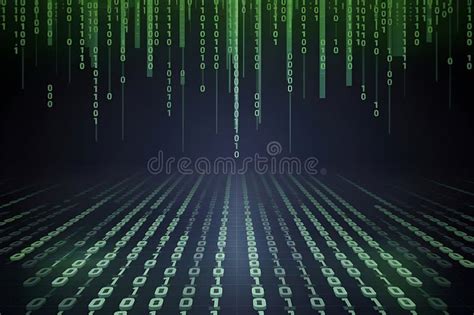 Abstract Cybernetic Digital Rain Background With Binary Code Concept Stock Illustration