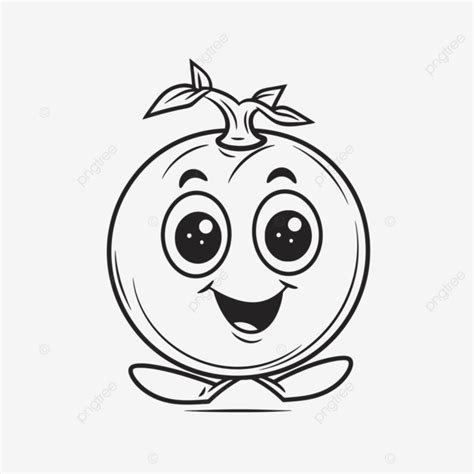 만화 귀여운 만화 과일 벡터 아이들을 위한 주황색 캐릭터 그리기 기본 간단한 귀여운 만화 토마토 개요 흰색 배경에 고립 Png 일러스트 및 벡터 에 대한 무료