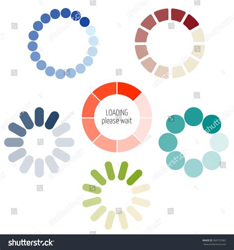 Loading Process Circular Icon Set Color Stock Vector Royalty Free 360722963 Shutterstock