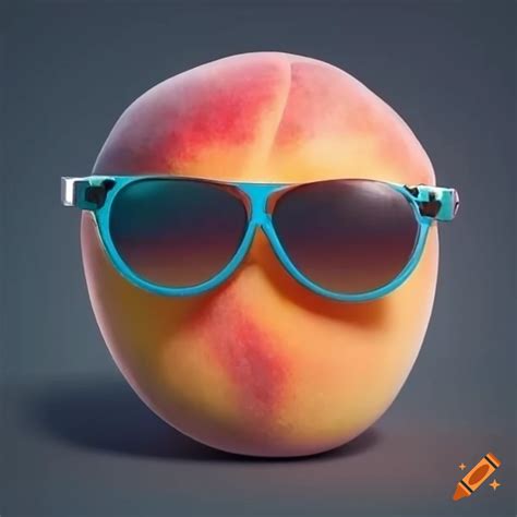 Peach Fruit With Sunglasses