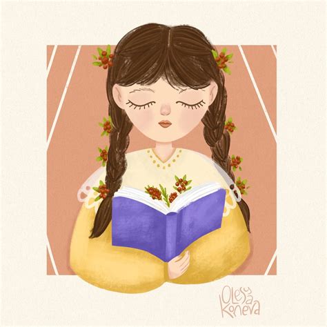 Иллюстрация Девочка с книгой в стиле детский персонажи реклама