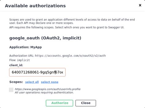 node.js - Google OAuth2 authentication in Swagger for a Node,js application - Stack Overflow