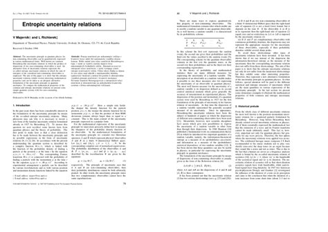 PDF Entropic Uncertainty Relations
