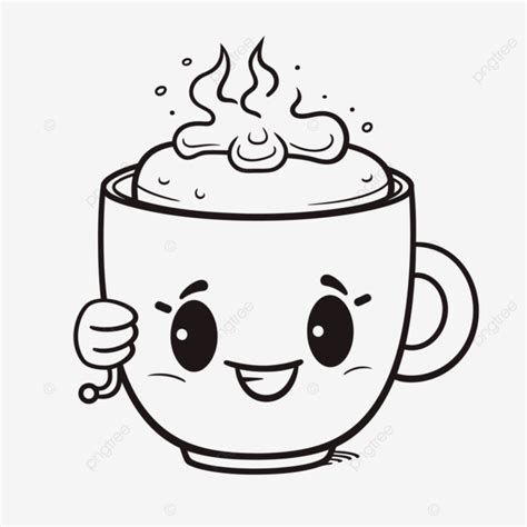 개요 스케치 드로잉을 인쇄하는 귀여운 색칠 공부 페이지 벡터 핫초콜릿 그리기 핫 초콜릿 개요 핫 초콜릿 스케치 Png 일러스트 및 벡터 에 대한 무료 다운로드