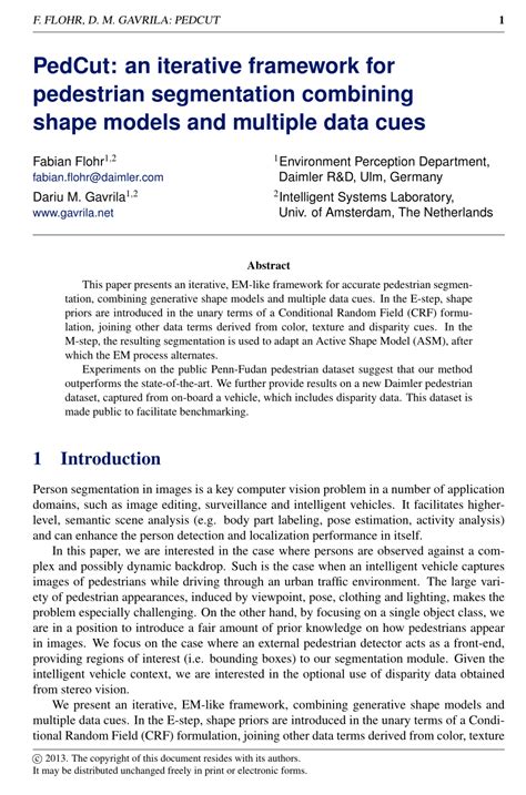 pdf pedcut an iterative framework for pedestrian segmentation