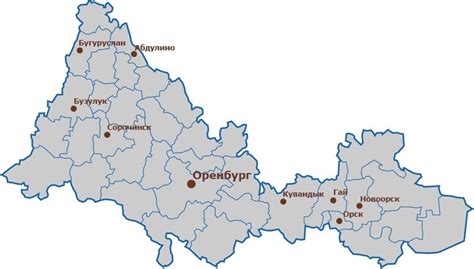 Карта районов оренбургской области подробная по районам