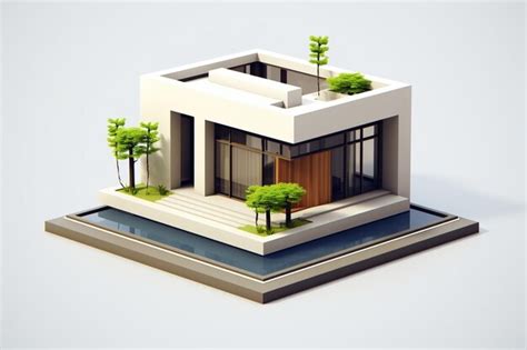 Modular Frame Building Isometric Composition With Isolated Image Of Modern House Premium Ai