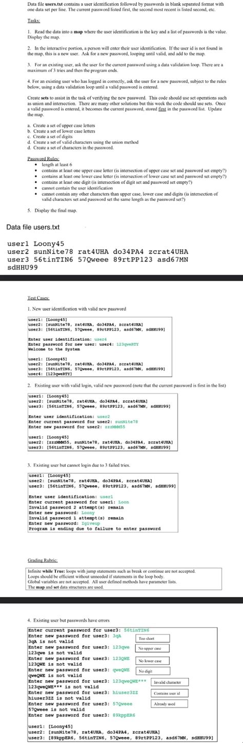 Solved Data File Userstxt Contains A User Identification