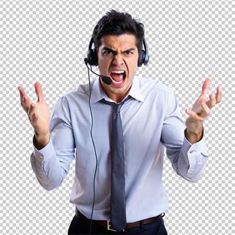 Frustrated Telemarketer Man Premium Ai Generated Psd