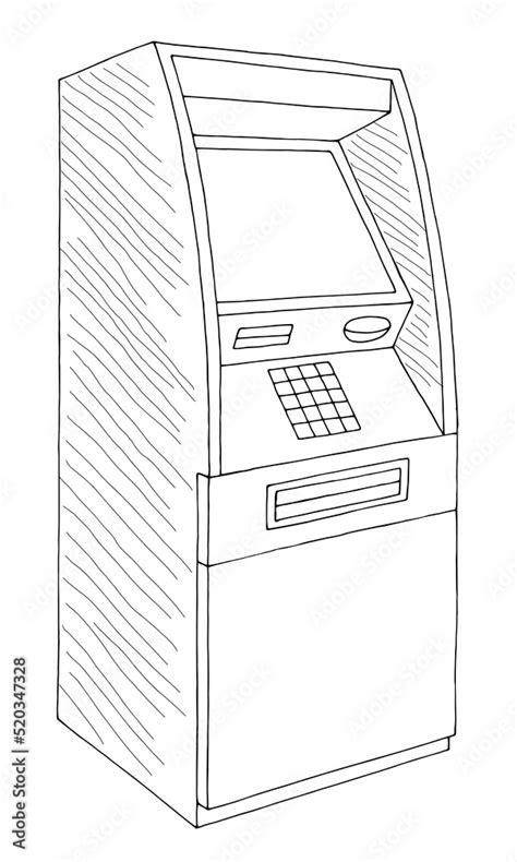 Atm Cash Dispenser Graphic Black White Sketch Isolated Illustration
