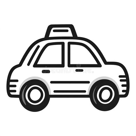 Simple Vector Line Drawing Of A Cute Taxi Car Icon Illustration Stock Illustration