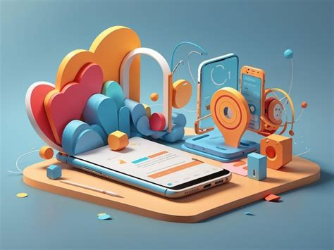 Premium AI Image D Minimal Mobile App Development And Mobile Web Design