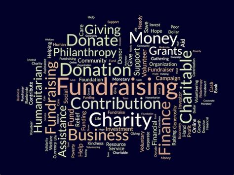자선 기부 벡터 일러스트의 기금 모금 자선 기금 자선 기부 지원에 대한 단어 구름 배경 개념 프리미엄 벡터