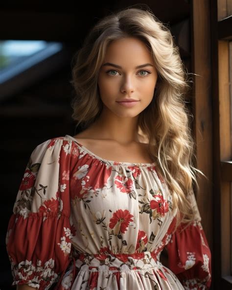 Beautiful Russian Girl Standing Alone Premium Ai Generated Image