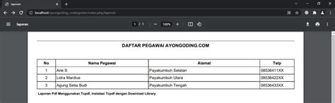 Membuat Laporan Pdf Dengan Tcpdf Di Codeigniter Ayo Ngoding