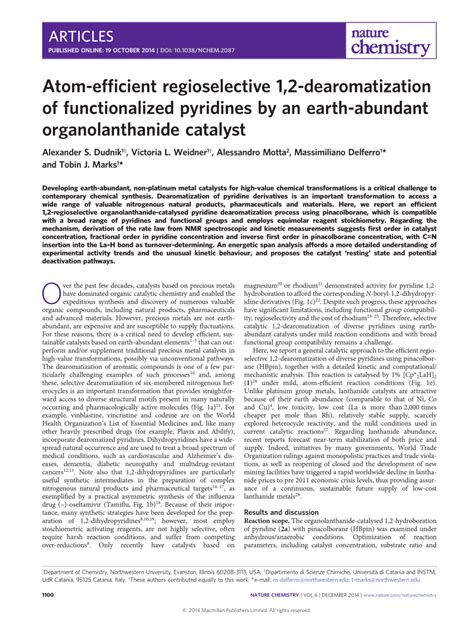 Pdf Cheminform Abstract Atom Efficient Regioselective 12 Dearomatization Of Functionalized