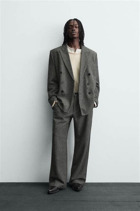 Herringbone Wool Blend Suit Zara India