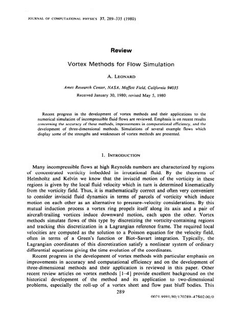 Leonard1980vortexmethods Pdf Vortices Computational Fluid Dynamics