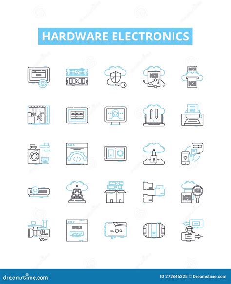 Hardware Electronics Linear Icons Set Circuitry Microcontroller