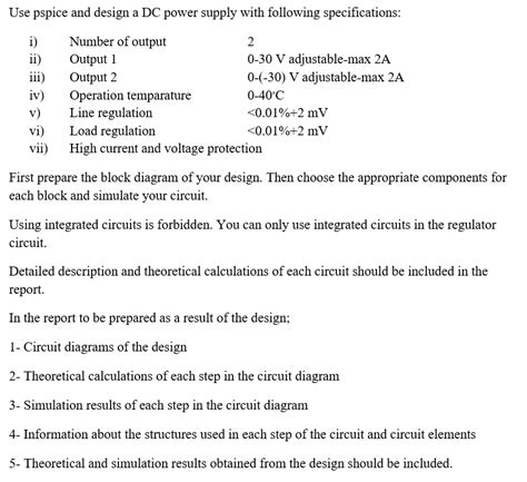 Use Pspice And Design A DC Power Supply With Chegg Com