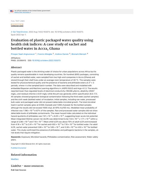 Evaluation Of Plastic Packaged Water Quality Using Health Risk Indices