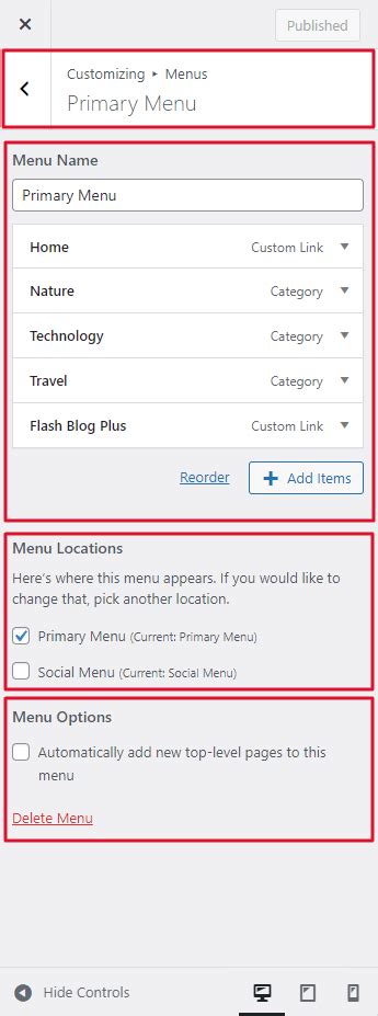 menus unitedtheme documentation