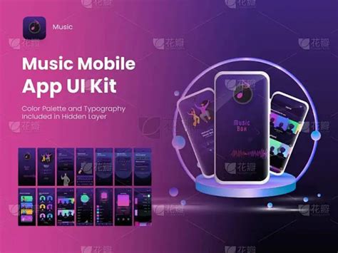 具有不同登录屏幕的wireframe Ui 、 Ux和gui布局，包括帐户登录、注册、音乐移动应用程 花瓣网
