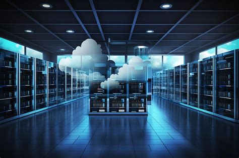 Premium Photo Cloud Computing Concept With Data Servers And Cloud Storage