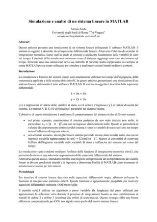Simulation And Analysis Of A Linear System In MATLAB PDF