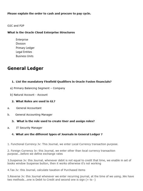 Oracle Cloud Interview Questions V3 Pdf Accounts Payable Debits