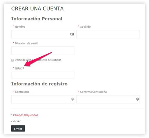 nif o cif obligatorio en el registro de magento programación y diseño