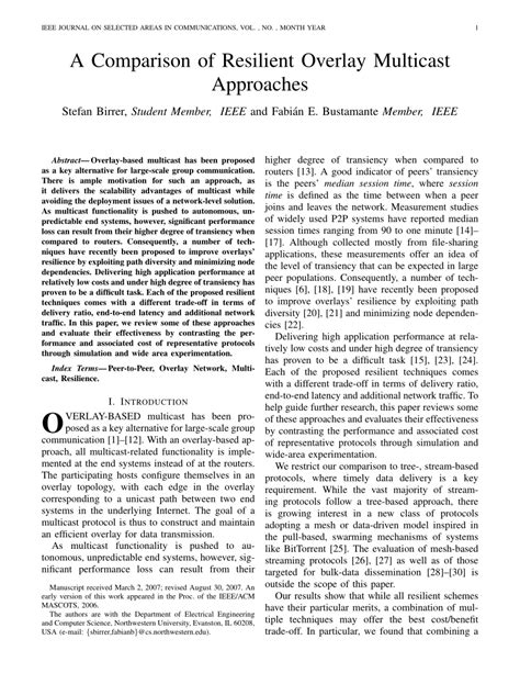 Pdf A Comparison Of Resilient Overlay Multicast Approaches
