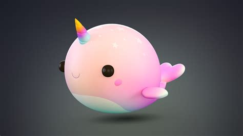 3d Cute Cartoon Narval Turbosquid 1508777