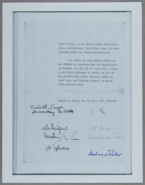 Copy Of Adolf Hitlers Private Testament Signed By Traudl Junge And Nicolaus Von Below 0134