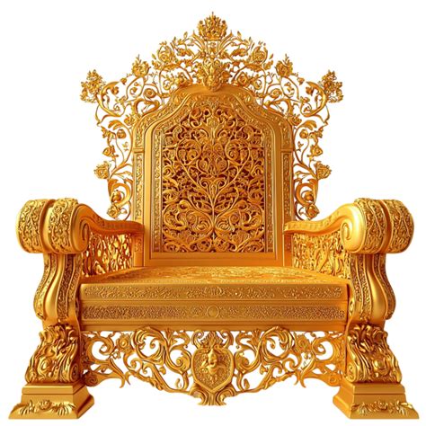 Golden Thron Mit Kompliziert Schnitzereien Und Regal Design 57345599 Png