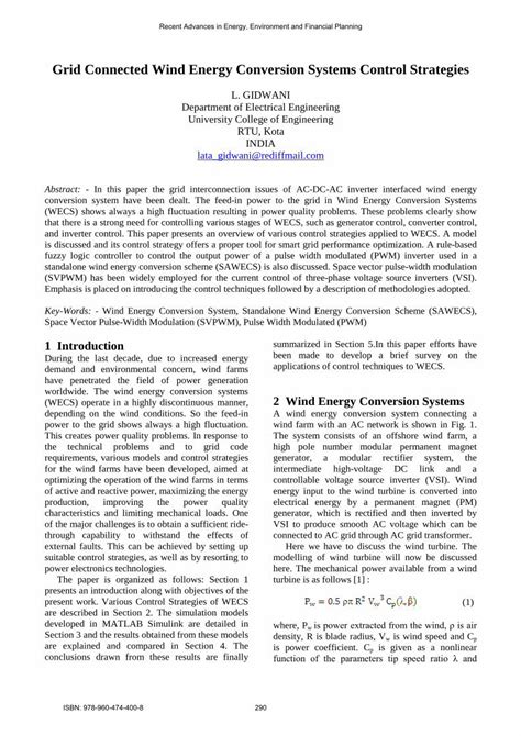 Pdf Grid Connected Wind Energy Conversion Systems Control Strategies