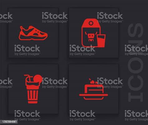 세트 케이크 스포츠 스니커즈 우유용 종이 패키지 신선한 스무디 아이콘 벡터 검은색에 대한 스톡 벡터 아트 및 기타 이미지 검은색 과일 다이어트 Istock
