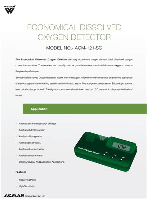 Economical Dissolved Oxygen Detector By Acmas Technologies Pvt Ltd Pdf