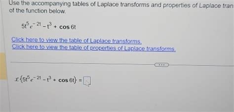 Solved Use The Accompanying Tables Of Laplace Transforms And Properties Of Laplace Tran Of The