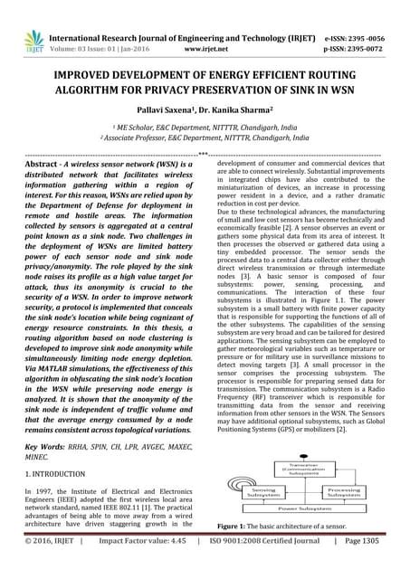 Improved Development Of Energy Efficient Routing Algorithm For Privacy Preservation Of Sink In
