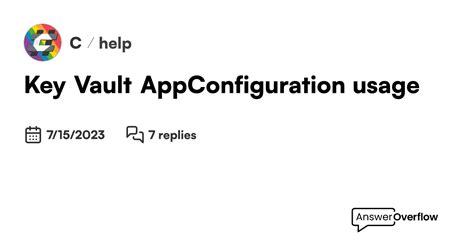 Key Vault Appconfiguration Usage C